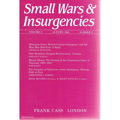 Small Wars And Insurgencies. Volume 3, Number 2, Autumn 1992 Beckett ...
